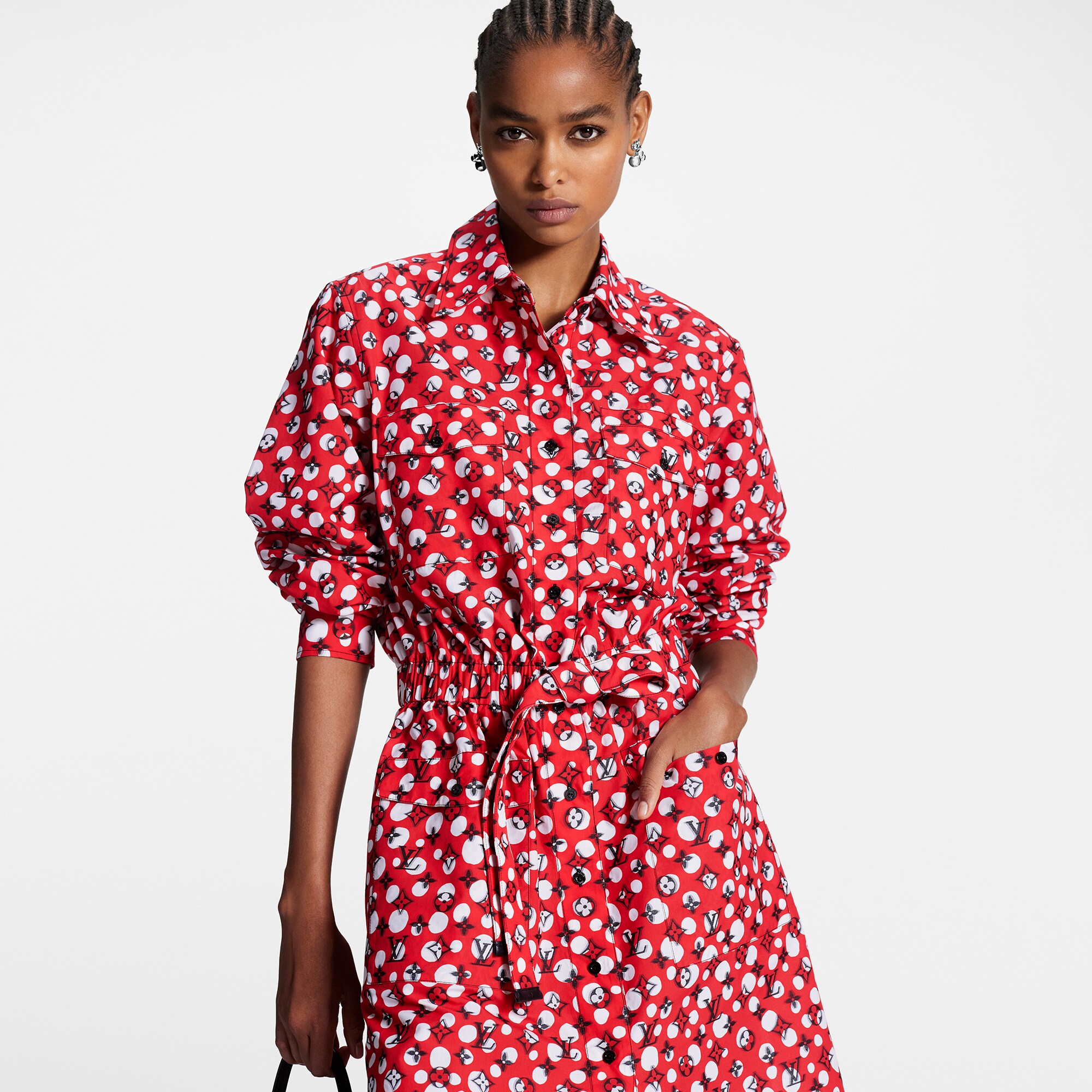 LV x YK Infinity Dots Monogram Shirt Dress - Women - Ready-to-Wear | LOUIS VUITTON